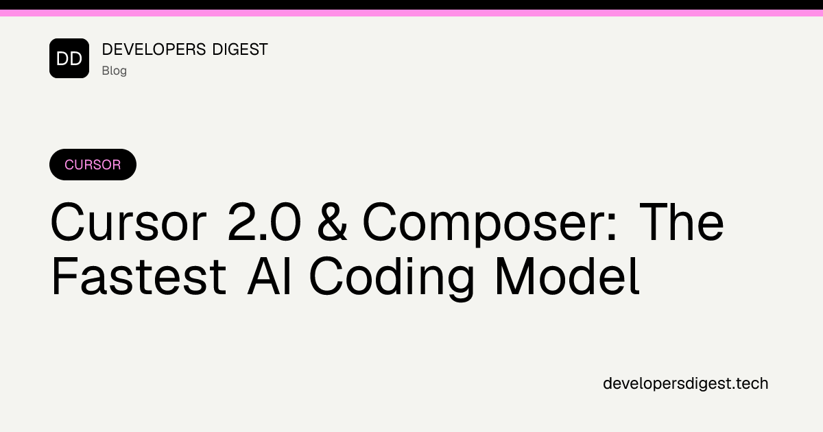 Cursor 2.0 & Composer: The Fastest AI Coding Model - Developers Digest